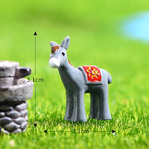 MAOMIA 12 Pcs Miniature Donkey Figurines Easter Cake Toppers, Mini Donkey DIY Craft Plant Pot Fairy Garden Landscape Decor Ornament