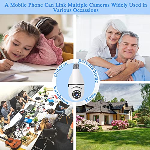 Light Bulb Security Camera,2.4G&5G Light Bulb Camera,355°PTZ &Night Vision & Motion Detection Light Socket Camera