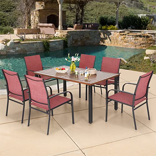 MIXPATIO 6 Person Outdoor Patio Dining Table with Umbrella Hole, Rectangle Metal TableĀ for Garden, Backyard and Porch