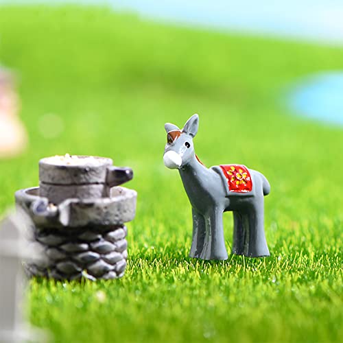 MAOMIA 12 Pcs Miniature Donkey Figurines Easter Cake Toppers, Mini Donkey DIY Craft Plant Pot Fairy Garden Landscape Decor Ornament