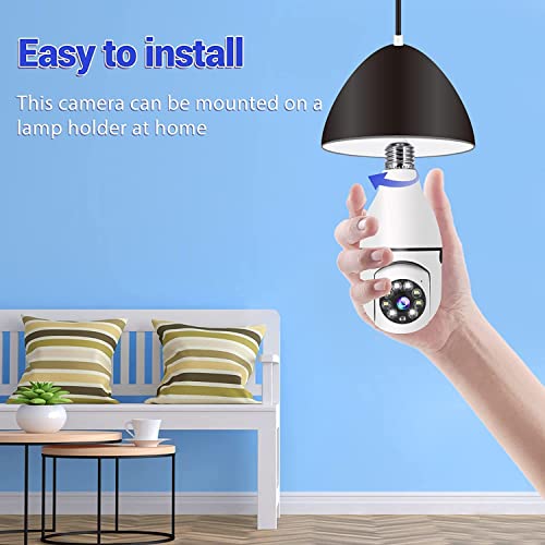 Light Bulb Security Camera,2.4G&5G Light Bulb Camera,355°PTZ &Night Vision & Motion Detection Light Socket Camera