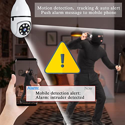 Light Bulb Security Camera,2.4G&5G Light Bulb Camera,355°PTZ &Night Vision & Motion Detection Light Socket Camera