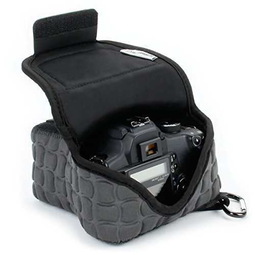 USA GEAR FlexARMOR X DSLR SLR Camera Case Sleeve with Deluxe Padded Neoprene Protection, Carabiner Clip and Accessory Storage - Compatible with Nikon D3400, Canon EOS Rebel SL2, Pentax K-70 and More