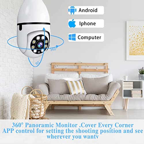 Light Bulb Security Camera,2.4G&5G Light Bulb Camera,355°PTZ &Night Vision & Motion Detection Light Socket Camera