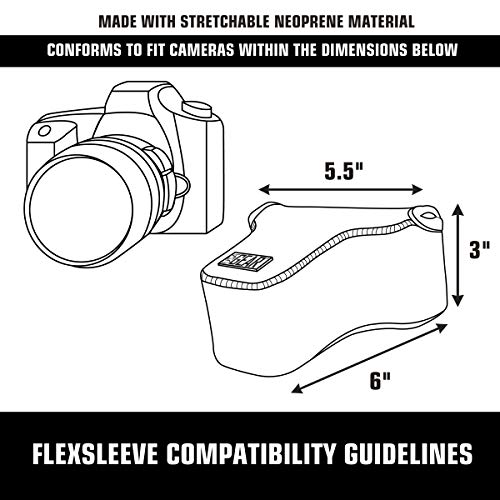 USA GEAR FlexARMOR X DSLR SLR Camera Case Sleeve with Deluxe Padded Neoprene Protection, Carabiner Clip and Accessory Storage - Compatible with Nikon D3400, Canon EOS Rebel SL2, Pentax K-70 and More