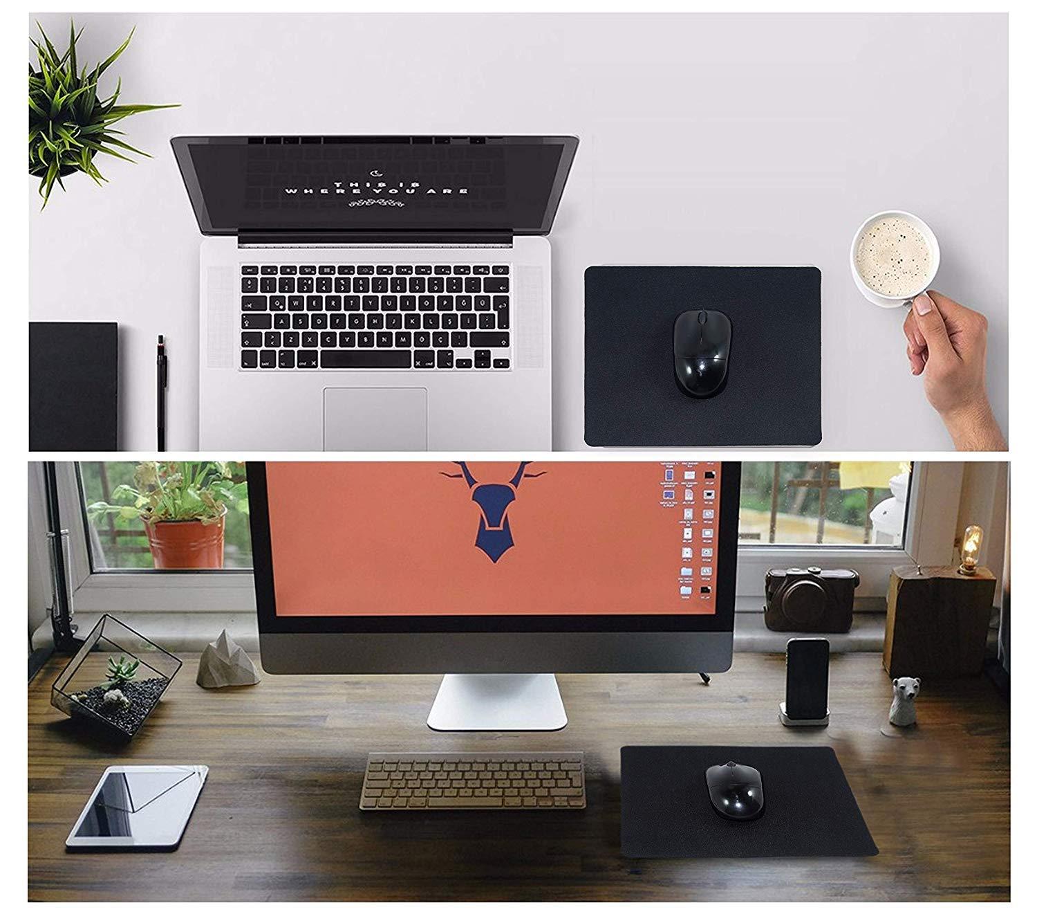 SaiTech IT 5 Pack 2mm Mouse Pad with Stitched Edges Non-Slip Rubber Base, Premium-Textured and Waterproof Mousepads Bulk, Mouse Pad for Computers, Laptop, Office & Home, 8.66 x 7.1 inch