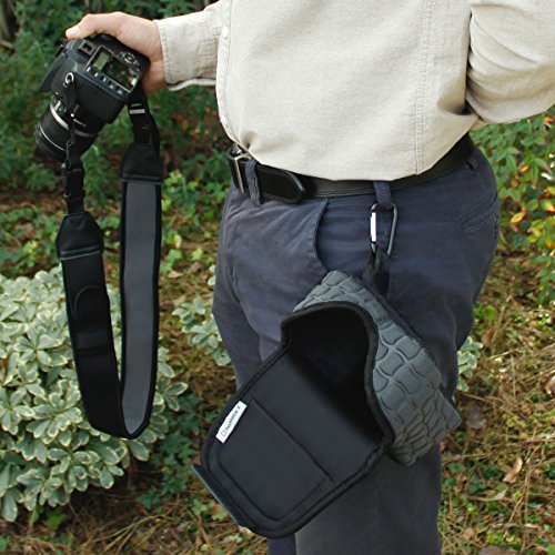 USA GEAR FlexARMOR X DSLR SLR Camera Case Sleeve with Deluxe Padded Neoprene Protection, Carabiner Clip and Accessory Storage - Compatible with Nikon D3400, Canon EOS Rebel SL2, Pentax K-70 and More