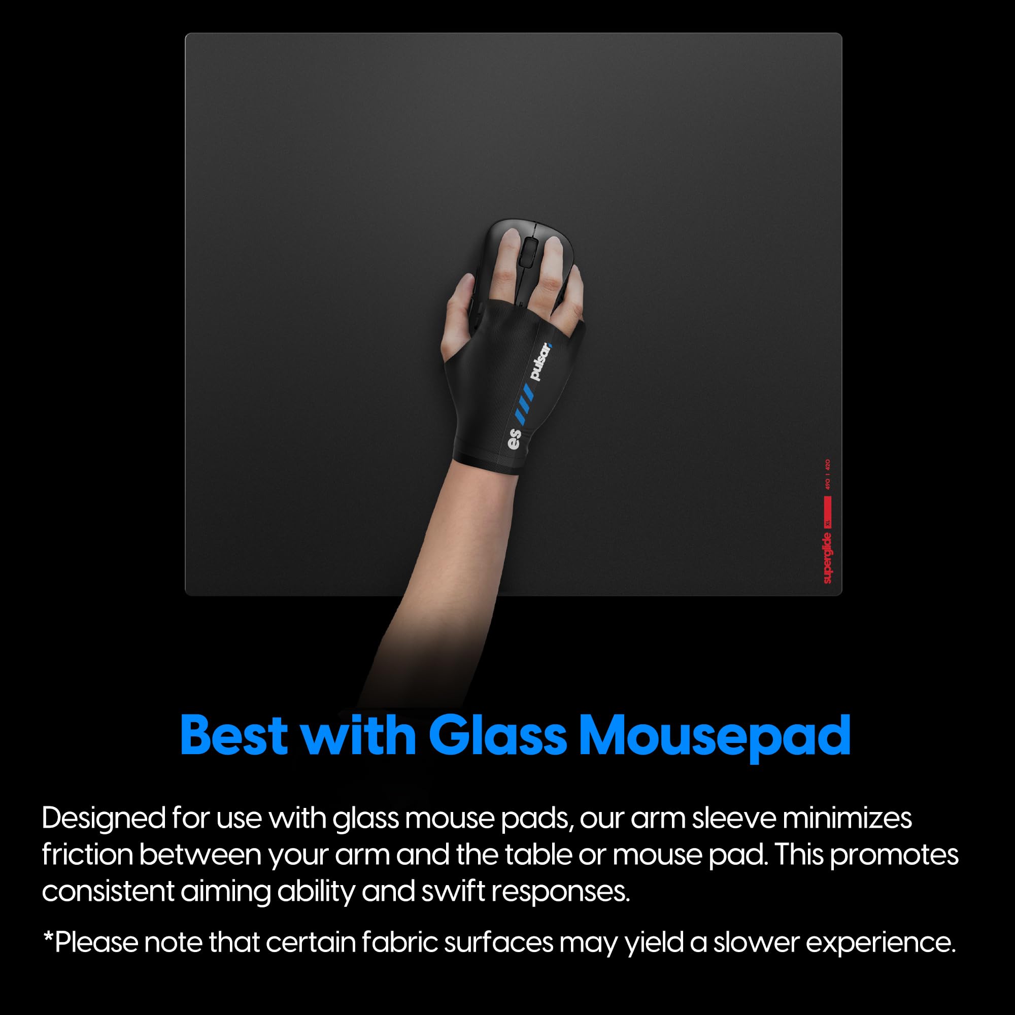 PULSAR eS Gaming Arm Sleeve for Esports Gaming Compression Sleeve, Finger Glove Large Black