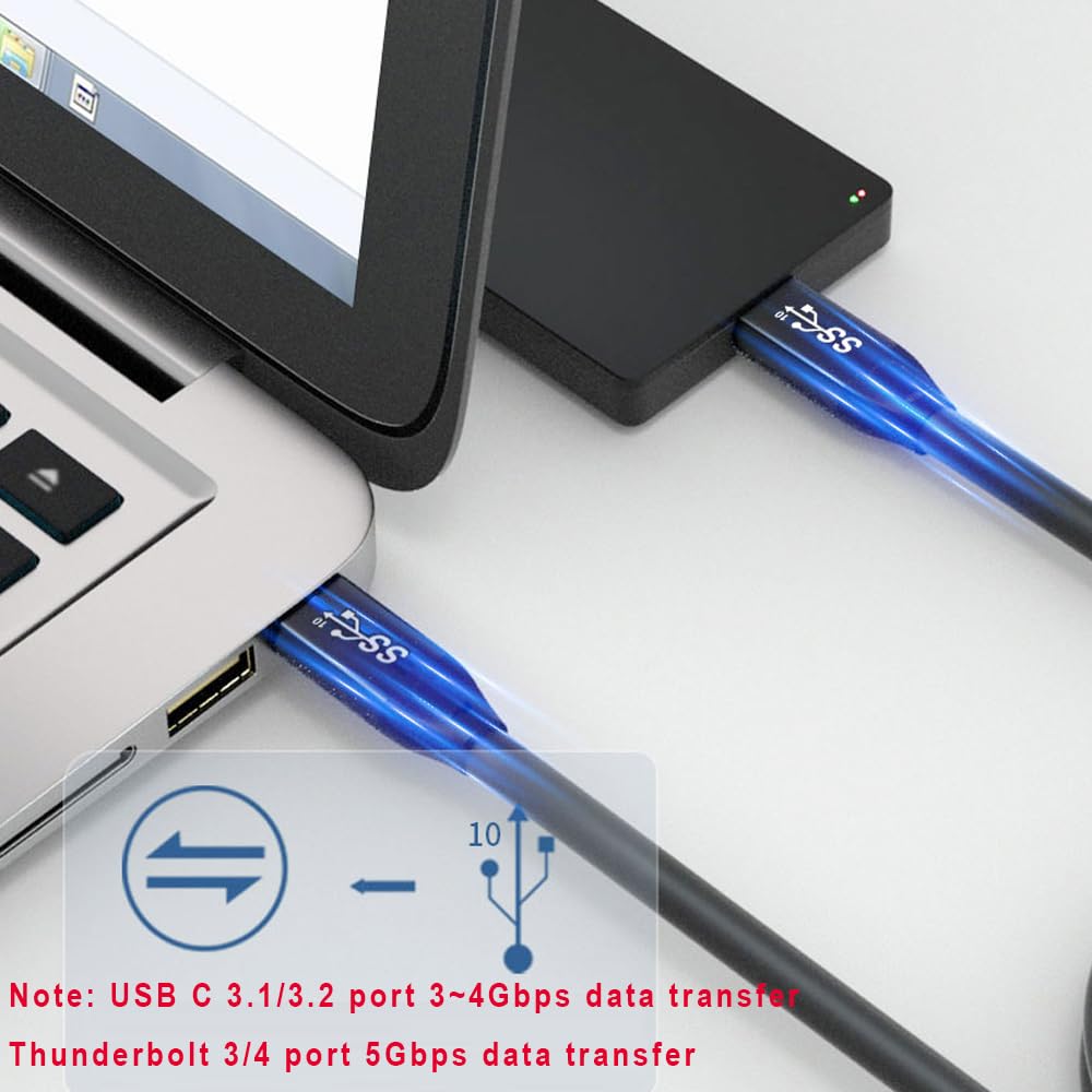 QCEs USB C 3.1 Gen 2 Cable 15Ft, USB C to C Cable 100W PD Charging 4K Video, 5Gbps Data for Thunderbolt 3/4 Port Compatible with MacBook Pro/Air, Mac Mini, iPhone 15, Galaxy S23, Quest 2