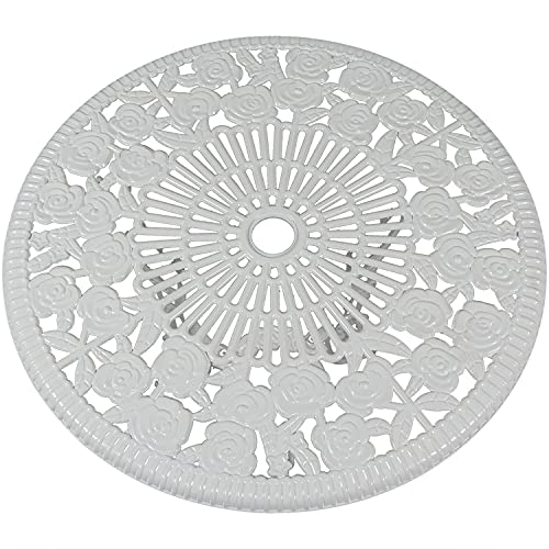 Sunnydaze 3-Piece Flower Designed Bistro Table Set with 2 Chairs, Outdoor Cast Aluminum, White