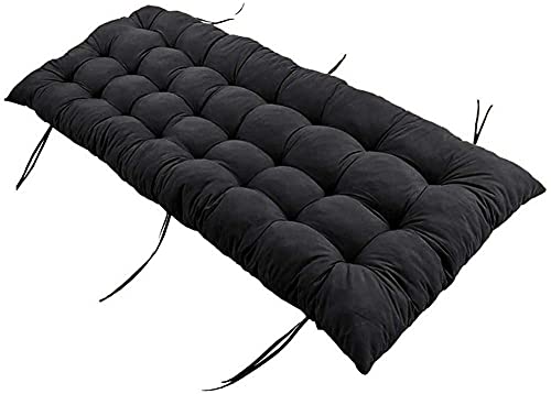 WanJing Outdoor BenchSettee Cushion with Ties,Cotton Garden Furniture Loveseat Cushion Patio Non-Slip Lounger Chair Back Cushion,Bench Pallet Couch Outdoor Cushion,Washable, C Black, 48x20 inch