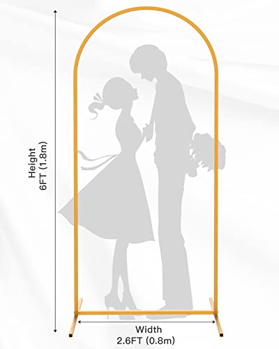 Wedding Arch Backdrop Stand,Gold Metal Door Arched Backdrop Frame Arches Backdrop Stand for Wedding Birthday Graduation Anniversary Celebration Opening Ceremony(6x2.6FT)