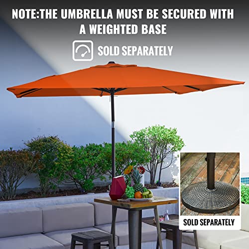ROWHY Square8×8ft Patio Table Market Umbrella Outdoor Portable Garden Sunshade with Push Button Tilt and Crank Lift System UV Protection Waterproof Sunproof for Lawn Garden, Deck, Backyard ORANGE