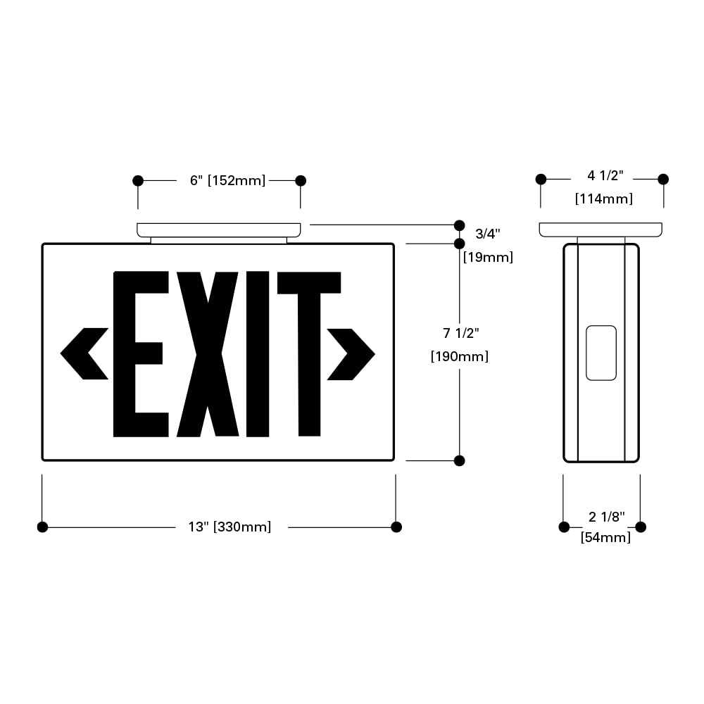 SURE-LITES LED Exit Sign, White Emergency Exit Light with Red or Green Letters, Single or Double Sided, AC Only, 120-277V