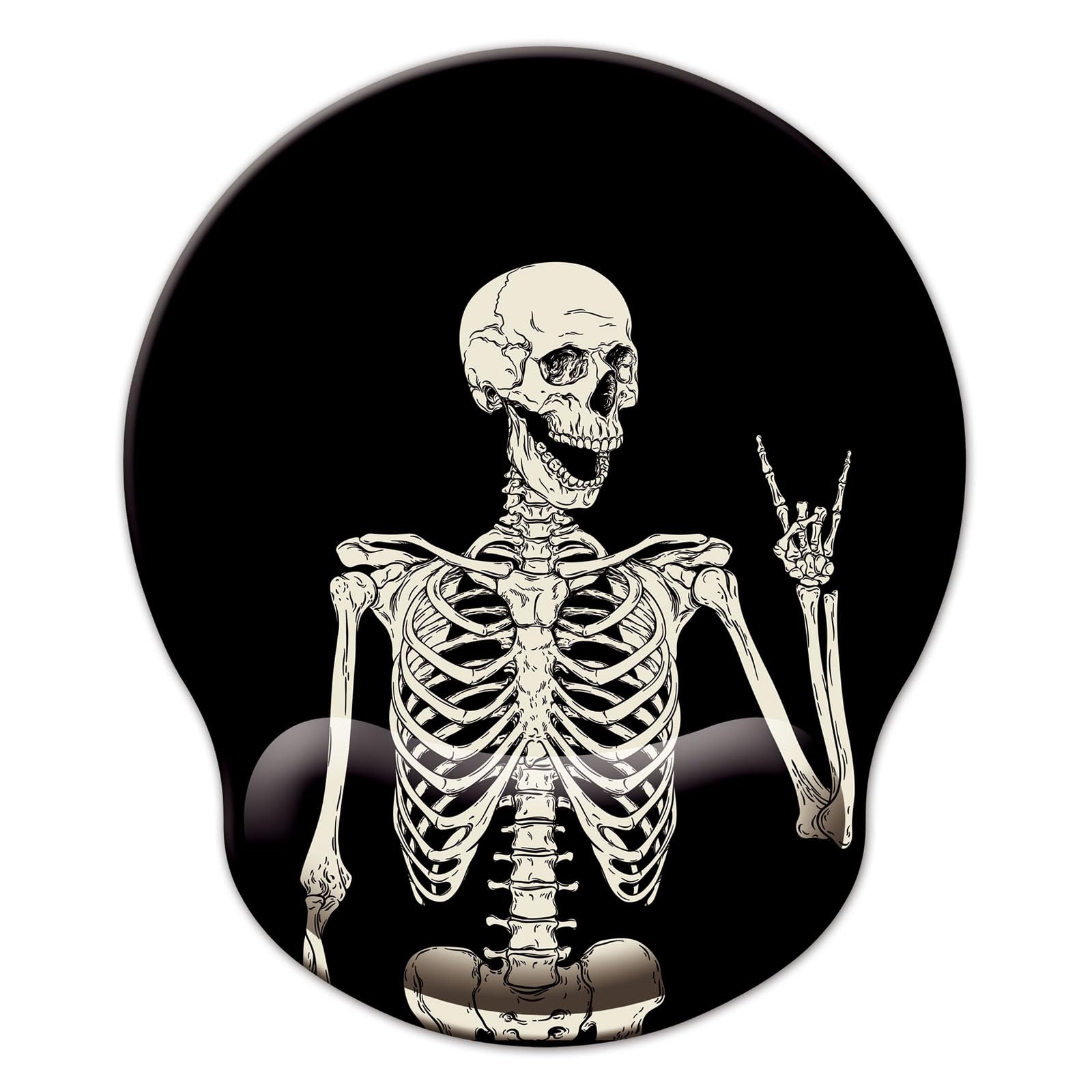 Mouse Pad with Wrist Support, Ergonomic Mouse Pad with Memory Foam Wrist Rest Cushion, Non-Slip Rubber Base Gaming Mice Pad for Home Office Computer Laptop, Human Skeleton
