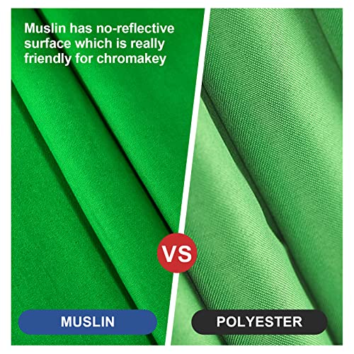 EMART Green Screen Backdrop, Photography Greenscreen Background for Streaming Zoom, Small Photo Muslin Green Chromakey Cloth Fabric Curtain with 4 Backdrop Clip