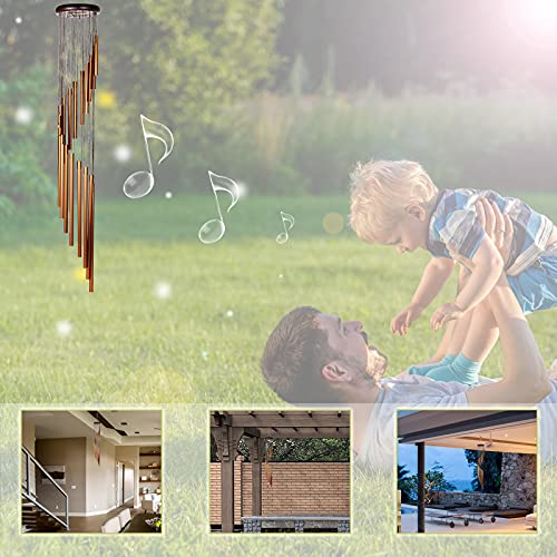 Epartswide Wind Chimes Outdoor Wind Chimes 36" Garden Chimes with 18 Aluminum Alloy Tubes and 3 S Hooks for Garden Patio Decor(Golden)