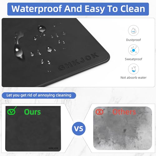 Travel Mouse Pad with Pen/Phone Holder - Foldable Portable for Laptop, PU Leather - Small Modern Thin Multifunctional Mouse Pad - Black