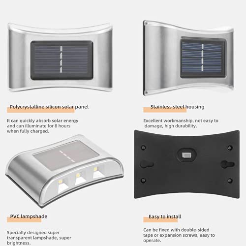COOWEI Solar Garden Lights LED Outdoor Wall Lights Outdoor Garden Decoration Fence Aisle Balcony Lights Waterproof Up and Down Light wash Wall Lights 4ps (Warm Light)