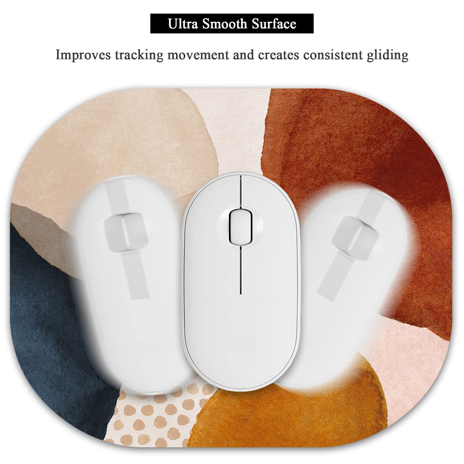 Atufsuat Small Mouse Pad 6 x 7 Inch, Oval Mini Mouse Pad with Non-Slip Rubber Base, Waterproof Compact Mouse Mat for Laptop Computer Wireless Mouse Keyboard Tray Home Office Travel, Abstract Marble