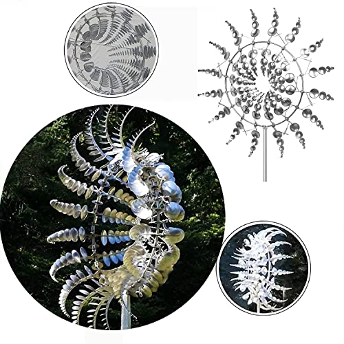 Wind Spinners for Yard and Garden,Windmills for The Yard Garden,Pinwheels for Yard and Garden,Garden Decor for Outside,Metal Yard Art (2 PCS -Silver)