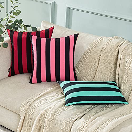 MIULEE Pack of 2 Decorative Pillow Covers Striped Waterproof Throw Pillow Cases Outdoor Mordern Cushion Cases for Patio Spring Summer Couch Bench Garden 12x20 Inch Teal