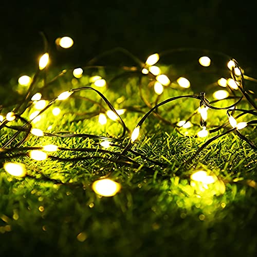 kemooie 2 Pack Outdoor Solar String Lights, 200 LED Upgraded Solar Fairy Lights with Remote, 8 Twinkle Modes Outdoor Christmas Lights for Garden,Christmas, Decorations(Warm White)