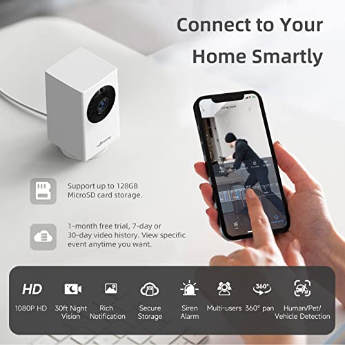 UGOHO.ME Indoor Security Camera, 1080P 360 Degree Pan WiFi Camera 2.4GHz, 2-Way Audio and Motion Detection, Local & Cloud Storage, Phone App, Night Vision Pet Baby Monitor