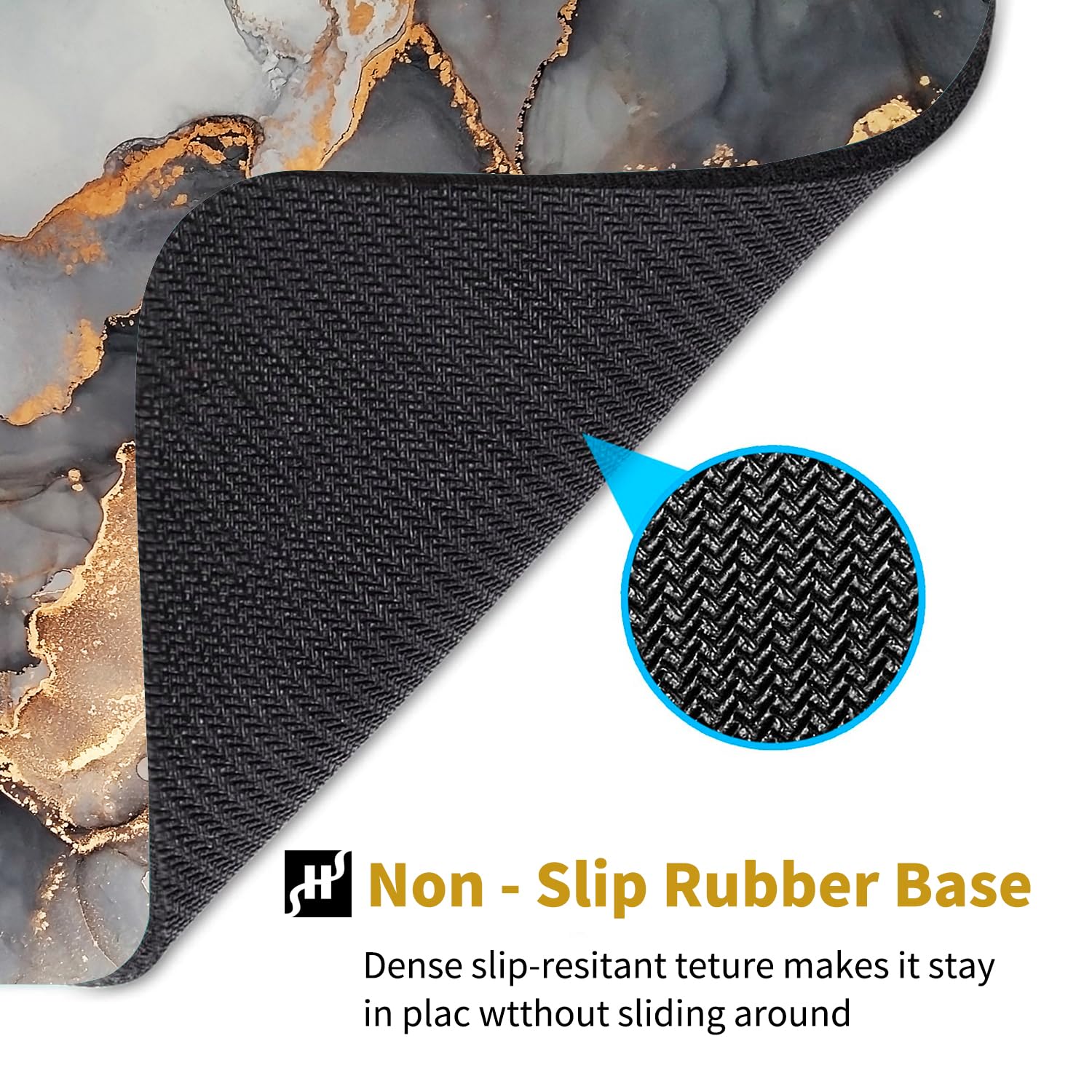 Hokafenle Small Mouse Pad, Mini Mousepad with Washable Lycra Cloth, Computer Mouse Pads for Wireless Mouse, Non-Slip Rubber Base Mousepads (6 x 8 Inch, Black Gold Marble)
