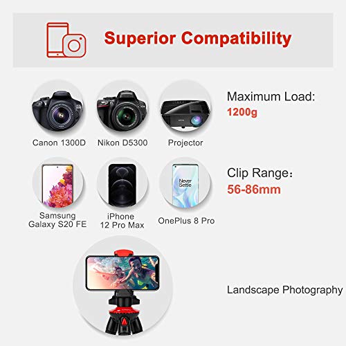 Camera Tripod, Fotopro UFO Flexible Tripod for Camera Bendable Handheld Vlogging Tripod with Phone Mount for iPhone Samsung Canon DSLR Sony Nikon