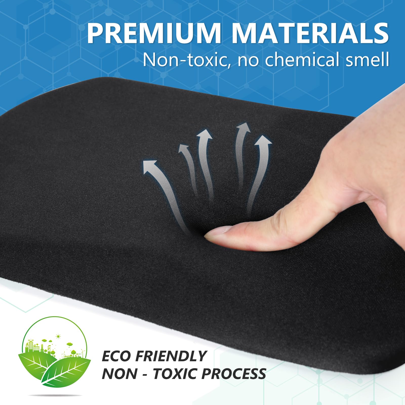 KXRORS Ergonomic Mouse Pad with Wrist Support - Comfortable Soft Entire Memory Foam Mousepad for Wrist Rest Pain Relief,Thick Mouse Pad with Non-Slip PU Gel Base for Office & Home(13 x 8 Inch Black)