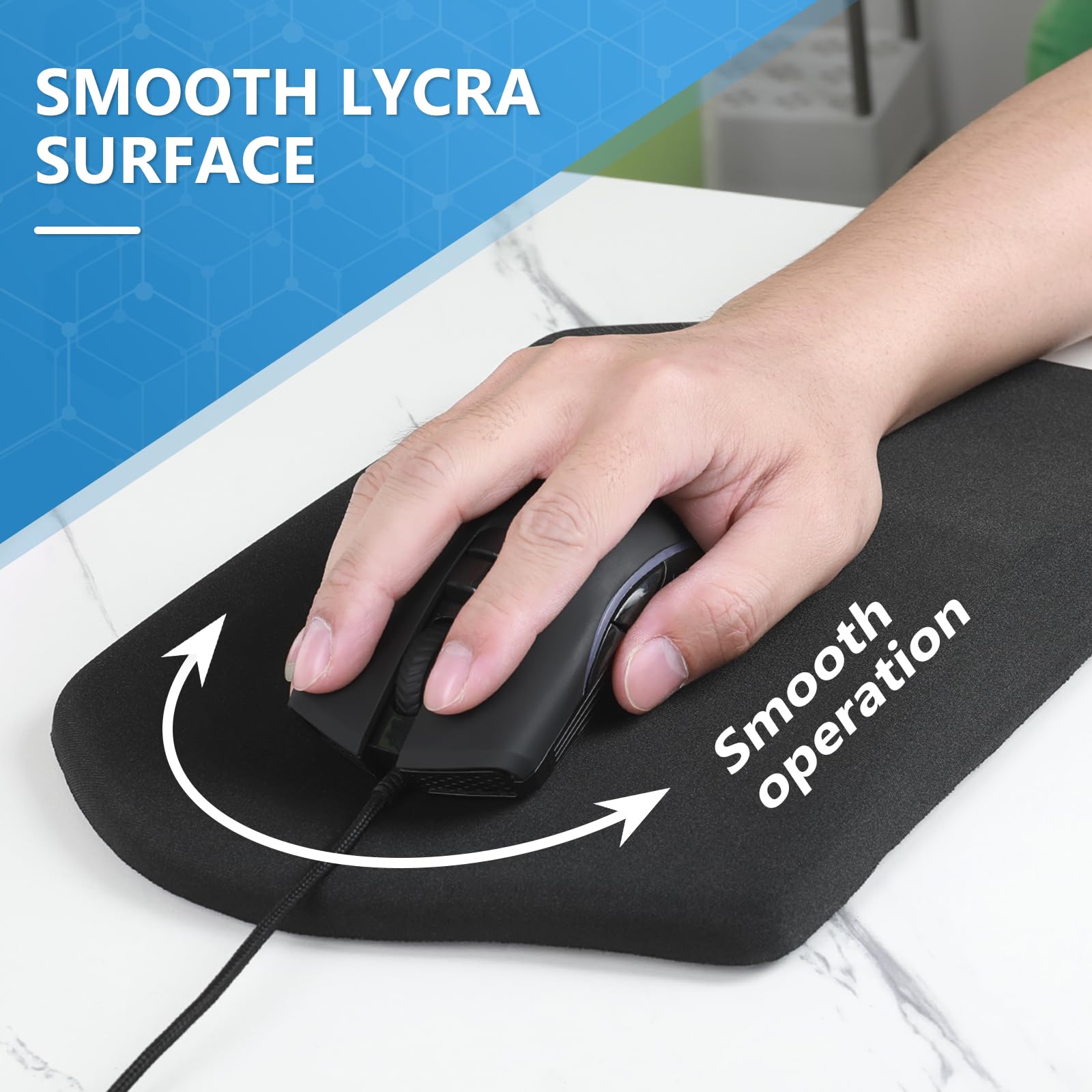 KXRORS Ergonomic Mouse Pad with Wrist Support - Comfortable Soft Entire Memory Foam Mousepad for Wrist Rest Pain Relief,Thick Mouse Pad with Non-Slip PU Gel Base for Office & Home(13 x 8 Inch Black)