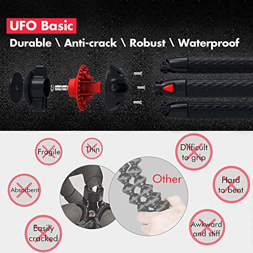 Camera Tripod, Fotopro UFO Flexible Tripod for Camera Bendable Handheld Vlogging Tripod with Phone Mount for iPhone Samsung Canon DSLR Sony Nikon