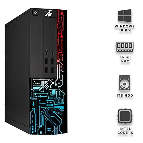 TechMagnet Computer Desktop PC, Intel Core i5, Siwa 8, 16GB RAM, 128GB SSD Boot + 1TB HDD, 27 Inch Monitor, Gaming Kit with Webcam, WiFi, Win 11 Home (Renewed)