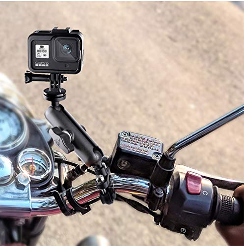 RUIGPRO 360°Motorcycle Bike Camera Holder Handlebar Mount Bracket 1/4 Metal Stand for GoPro Hero10/9/8/7/6/5/4 Action Cameras Accessory(Cool Ballhead Arm Super Clamp Mount Multi)