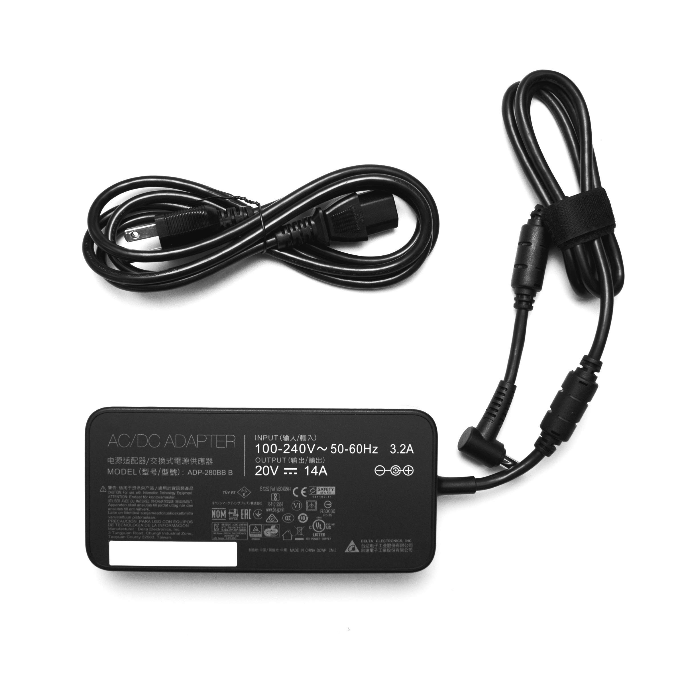 Genuine 280W AC/DC Power Adapter (957-17E21P-101) for MSI GE/GL with RTX 2070/RTX 2080 Laptops