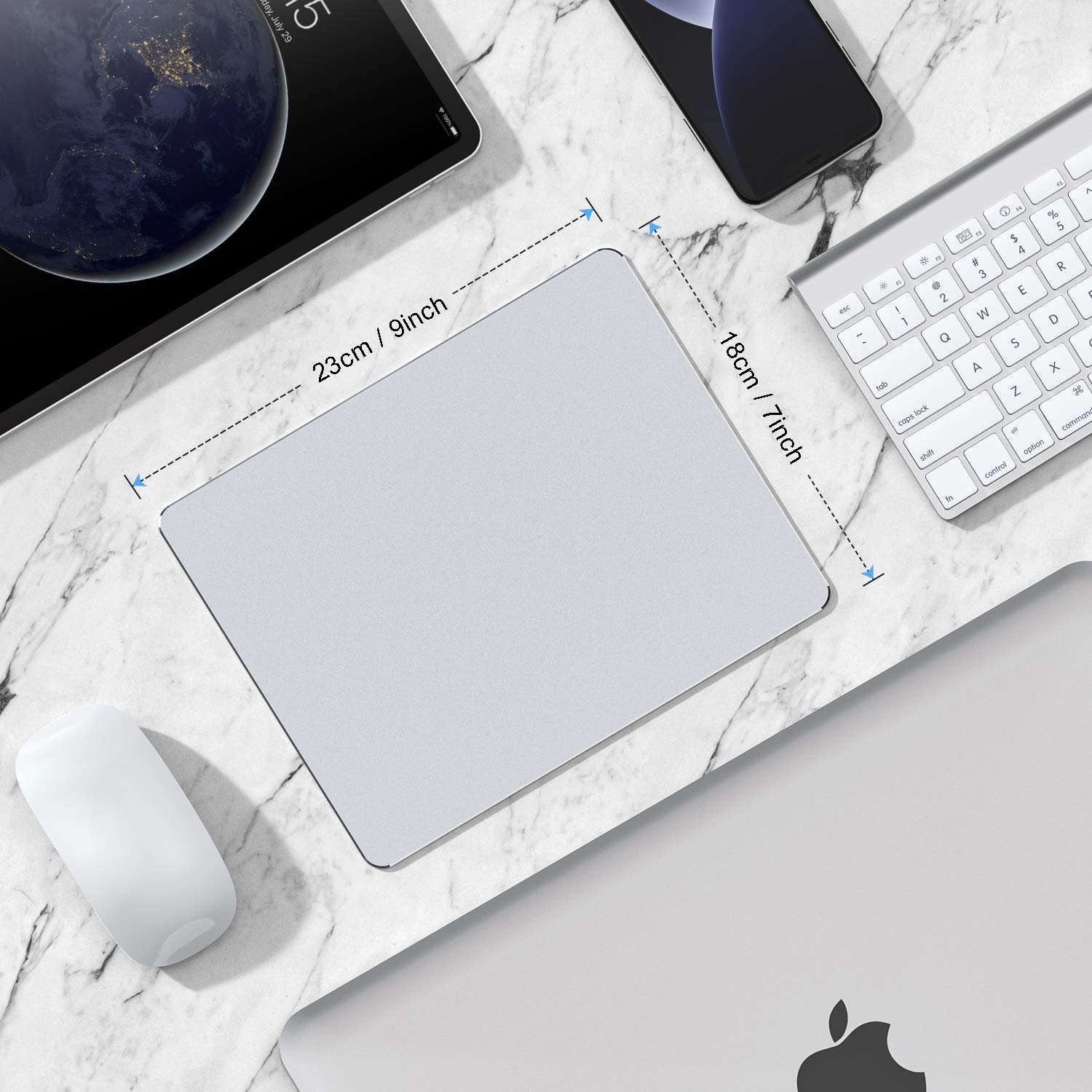 JEDIA Mouse Pad, Silver Hard Metal Aluminum Mouse Pad, Premium Dual-Side Waterproof Fast and Accurate Control Mousepad for Office, Home and Gaming, Small Size, 9"×7"
