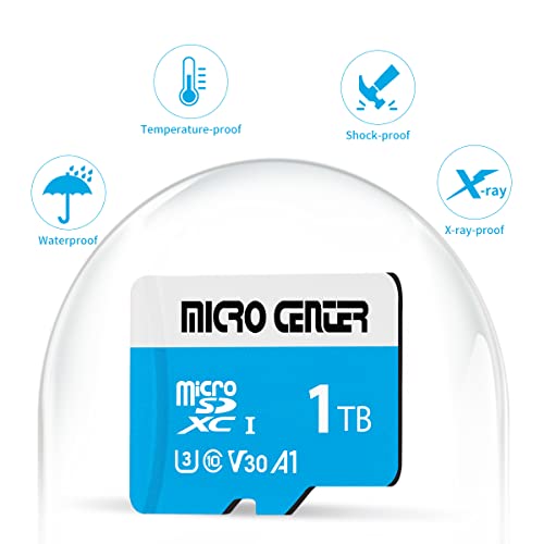 Micro Center Premium 1TB microSDXC Card, Nintendo-Switch Compatible Flash Memory Card, UHS-I C10 U3 V30 4K UHD Video A1 R/W Speed up to 90/70 MB/s Micro SD Card with Adapter (1TB)