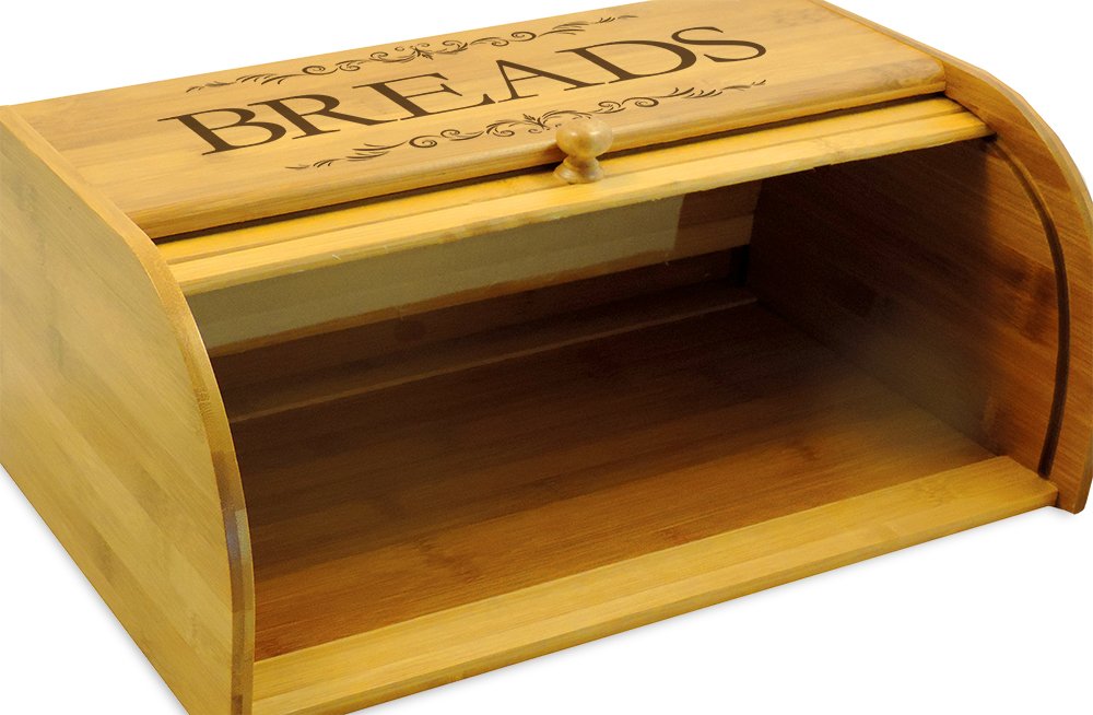 Cookbook People Original Rolltop Bread Box Bamboo Storage Bin