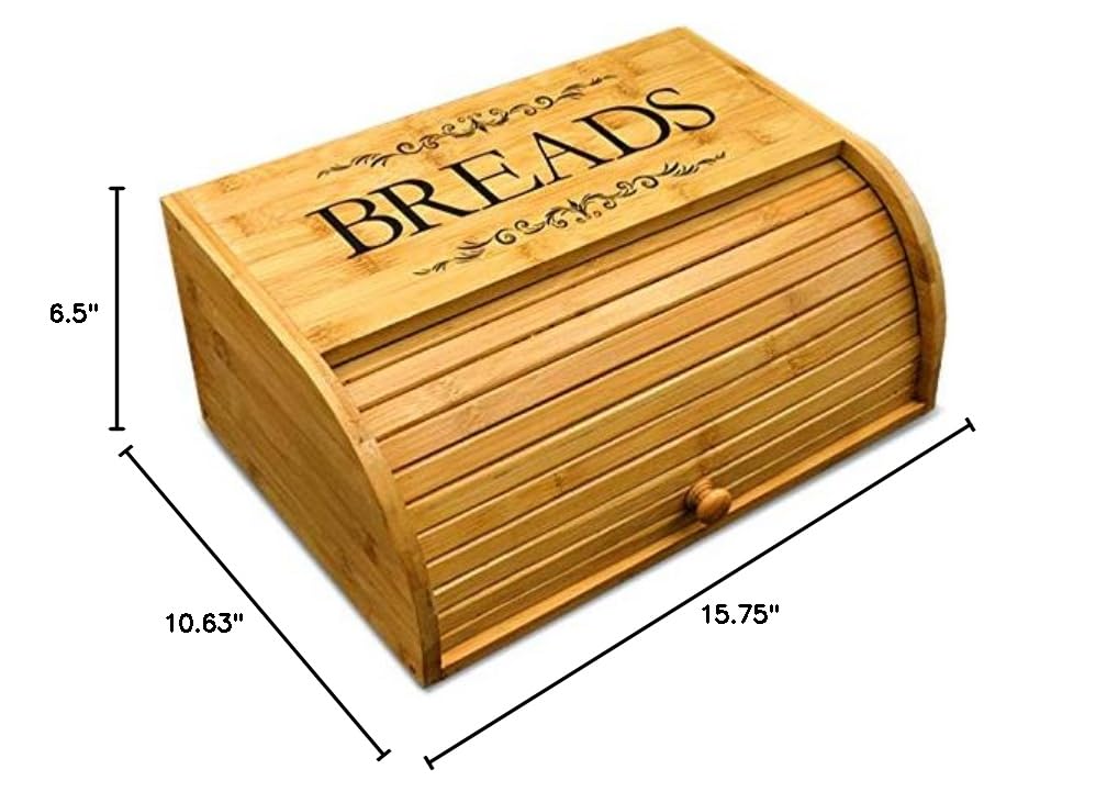 Cookbook People Original Rolltop Bread Box Bamboo Storage Bin