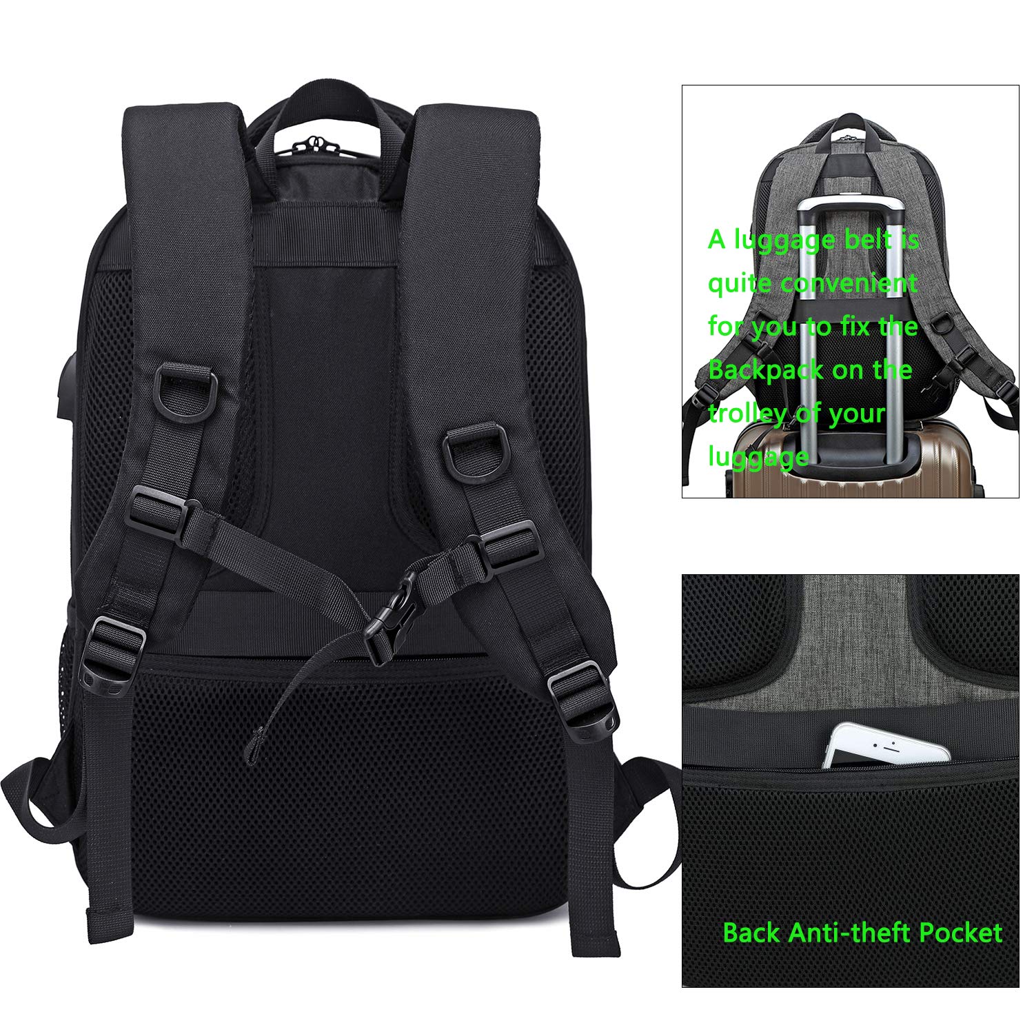 Abshoo Travel Anti Theft Laptop Backpack for Men & Women Backpack with USB Charging Port College School Bag (Black)