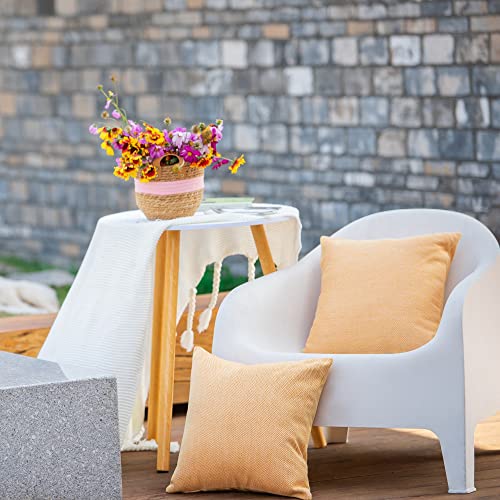 HPUK Outdoor Waterproof Throw Pillow Covers Pack of 2, 18x18 Inch Decorative Garden Cushion Covers for Patio Tent Balcony Bench Tent Couch Sofa, Solid Accent Pillow Covers, Yellow