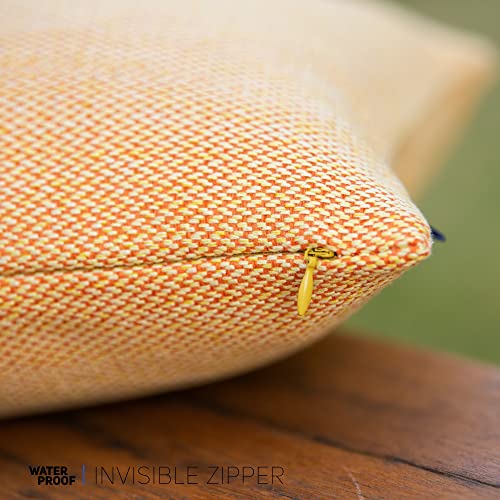 HPUK Outdoor Waterproof Throw Pillow Covers Pack of 2, 18x18 Inch Decorative Garden Cushion Covers for Patio Tent Balcony Bench Tent Couch Sofa, Solid Accent Pillow Covers, Yellow