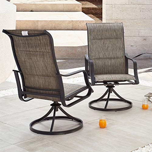 Top Space Patio Dining Chairs Textilene High Back Outdoor Swivel Rockers Set with All Weather Frame (Gray,Set of 2)