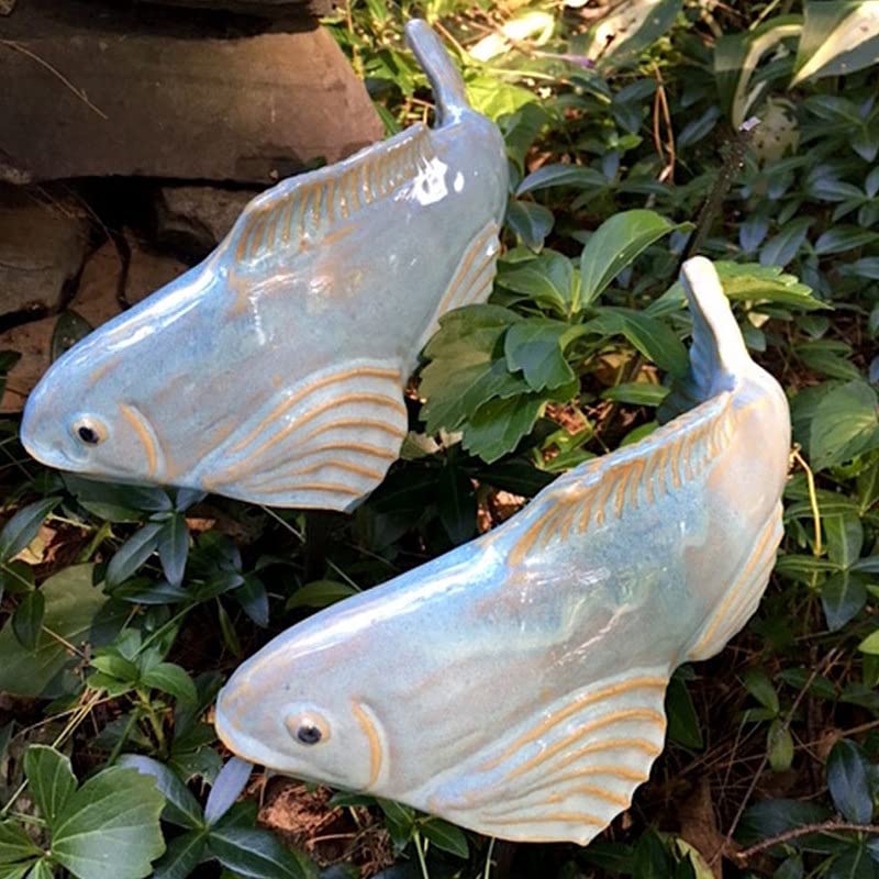 SUPREAL 3 Pcs Fish in The Garden,Garden Koi Resin Crafts,Sculpture for Outdoor Garden Lawn Pond Ornament (Blue)