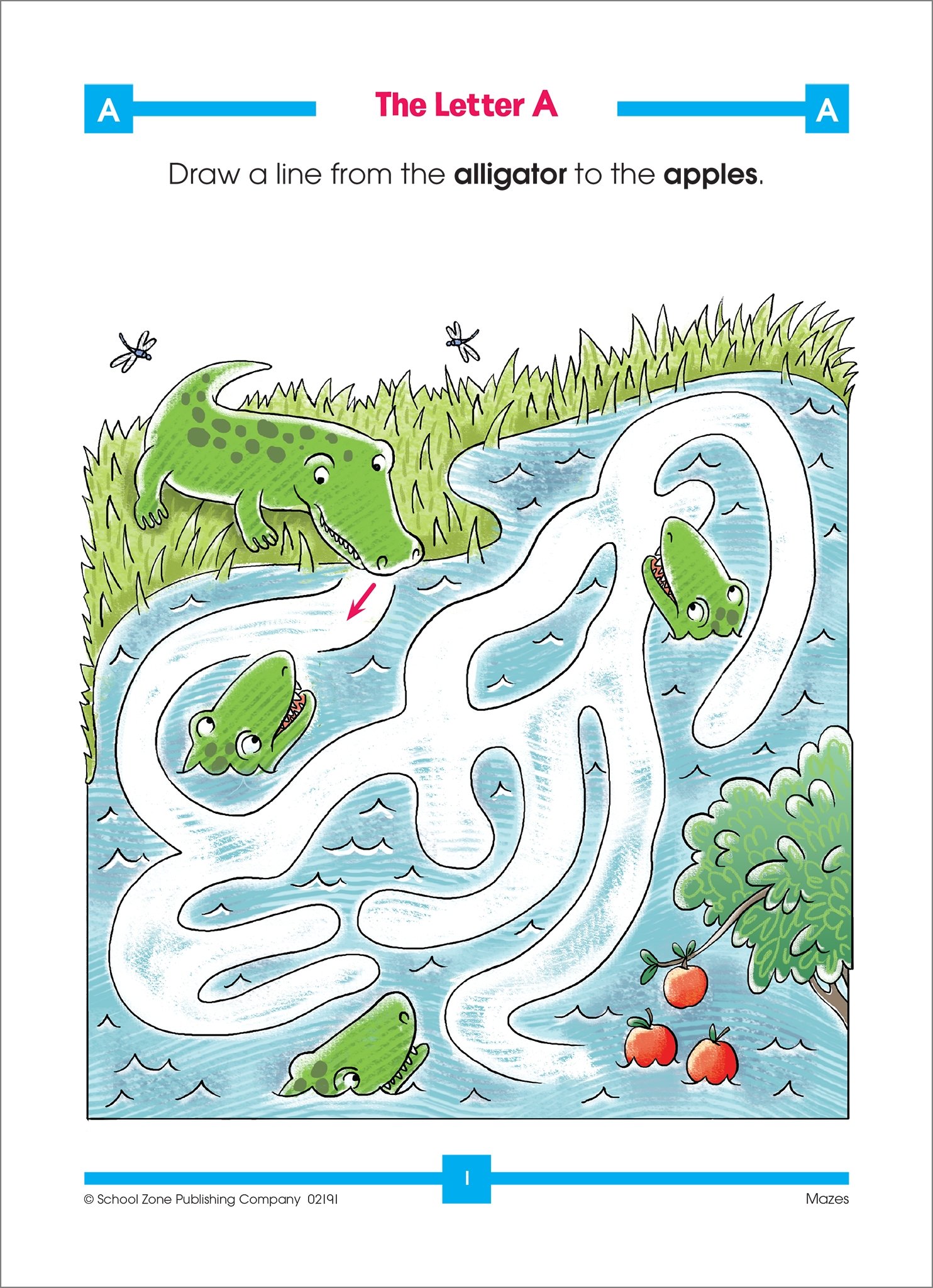 School Zone - Mazes Animals Workbook - Ages 4 to 6, Preschool, Kindergarten, Puzzles, Alphabet, Animal Names, Colorful Pictures, Problem-Solving, and More (School Zone Activity ZoneĀ® Workbook Series)