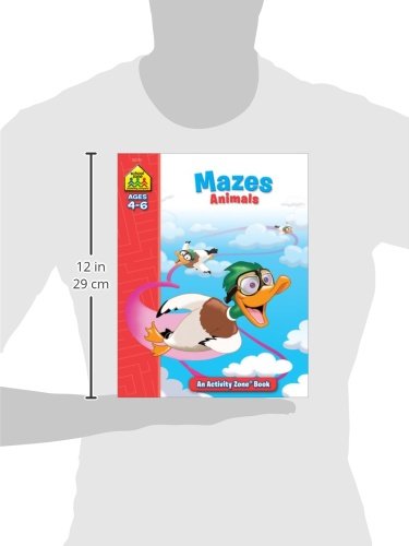 School Zone - Mazes Animals Workbook - Ages 4 to 6, Preschool, Kindergarten, Puzzles, Alphabet, Animal Names, Colorful Pictures, Problem-Solving, and More (School Zone Activity ZoneĀ® Workbook Series)