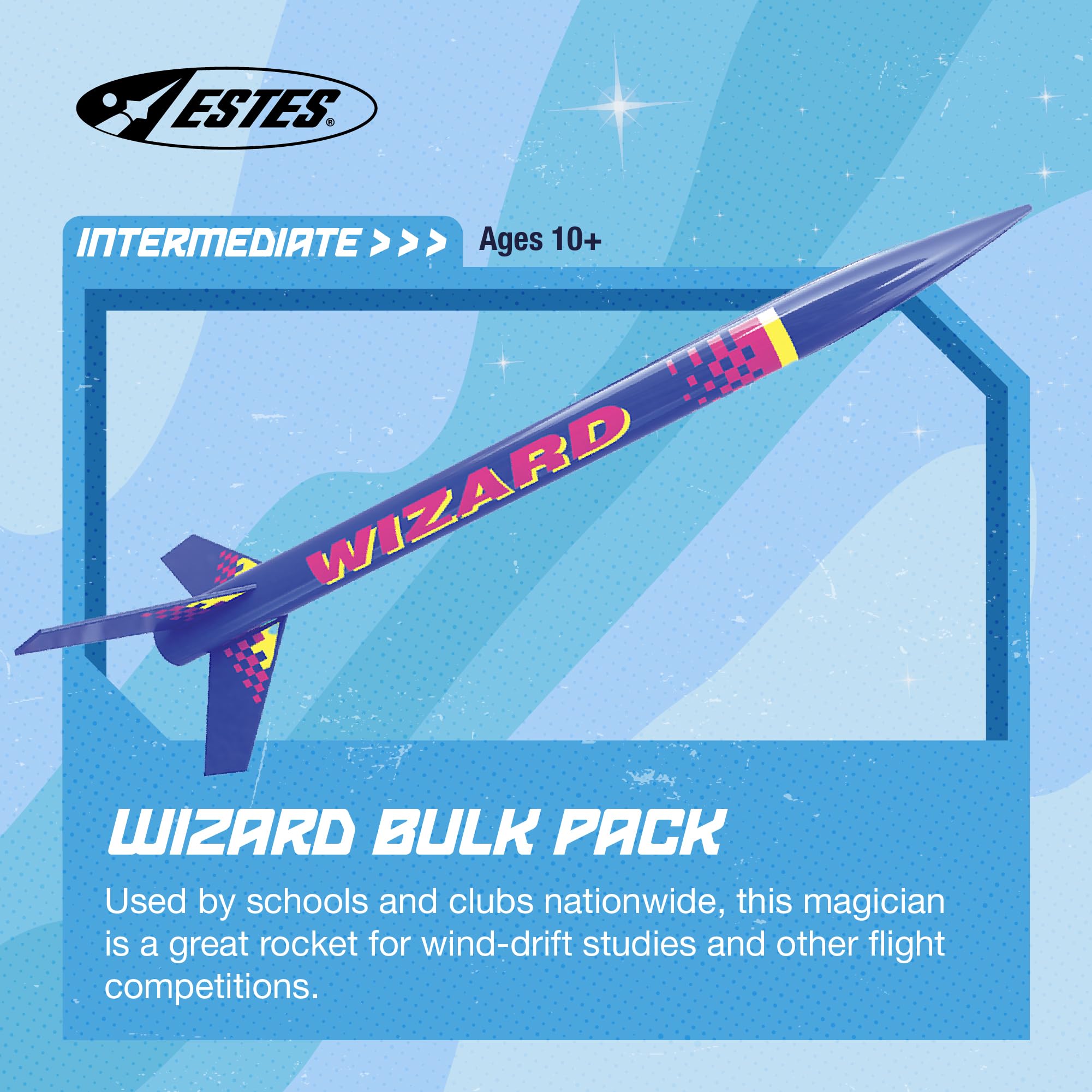 Estes - 1754 Wizard Flying Model Rocket Bulk Pack (Pack of 12) | Intermediate Rocket Kit | Step-by-Step Instructions | Science Education Kits | Great for Teachers, Youth Group Leaders and Birthdays