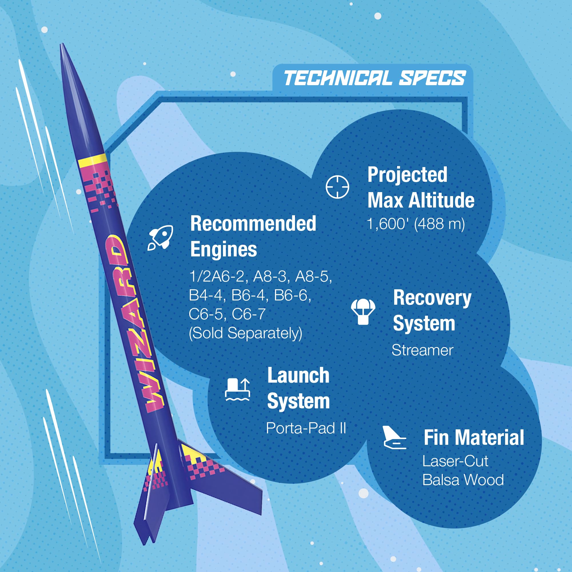 Estes - 1754 Wizard Flying Model Rocket Bulk Pack (Pack of 12) | Intermediate Rocket Kit | Step-by-Step Instructions | Science Education Kits | Great for Teachers, Youth Group Leaders and Birthdays