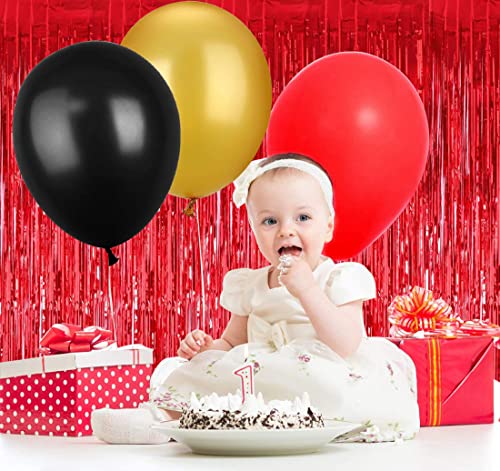 3Pcs Red Metallic Tinsel Foil Fringe Curtains,3.28ft x 6.56ft Photo Booth Props.Glitter String Backdrop Streamers for Door Wall Tassle Curtains Background Birthday, Christmas Party Decorations